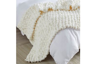 Chenille Ivory Chunky Knit Throw