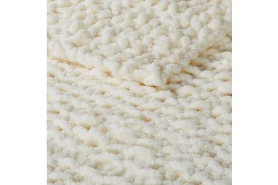 Chenille Ivory Chunky Knit Throw