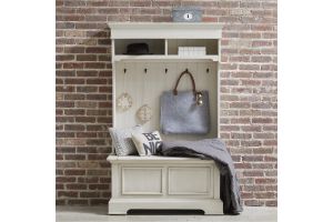 Antique White Hall Tree with Storage at Gardner-White