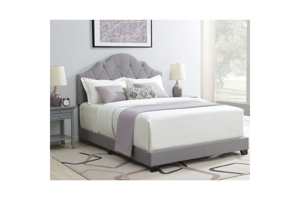 Saddle Tufted Full Upholstered Bed in Smoke Gray at Gardner-White