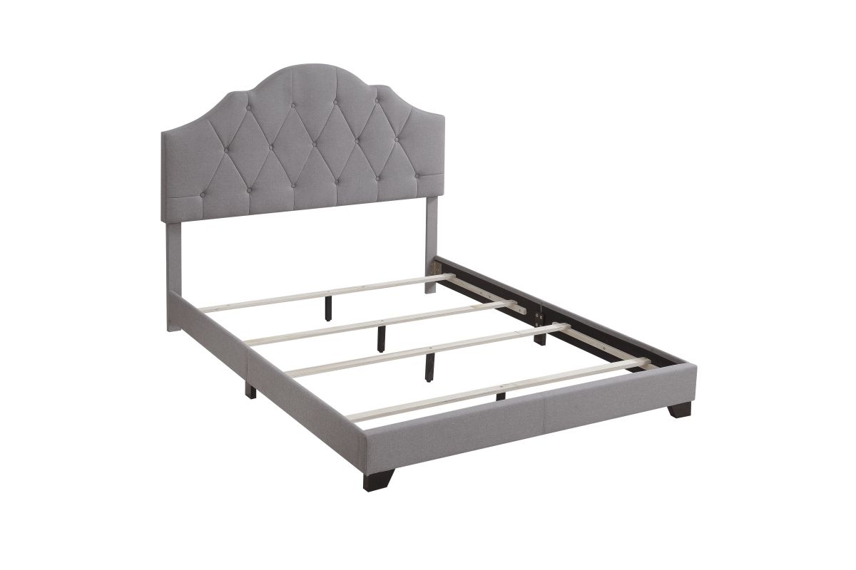 Saddle Tufted Full Upholstered Bed in Smoke Gray at Gardner-White