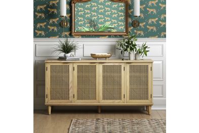 Four Door Cane Console Table at Gardner-White