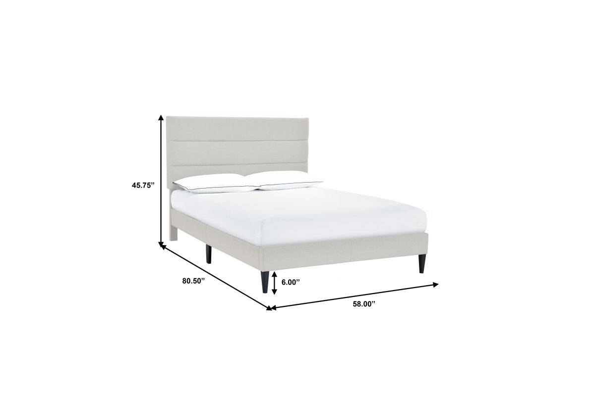Horizontally Channeled Full Platform Bed in Light Gray