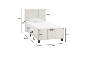 Twin Modern Channel Bed in Ivory at Gardner-White