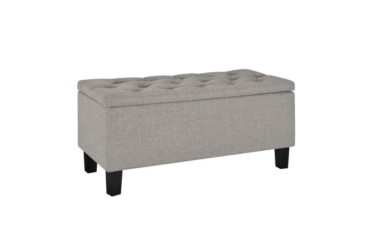 42" Hinged Top Storage Bench with Diamond Tufted Seat in Glacier