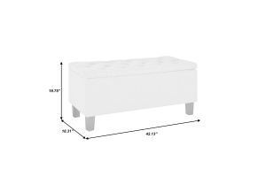 42" Hinged Top Storage Bench with Diamond Tufted Seat in Glacier