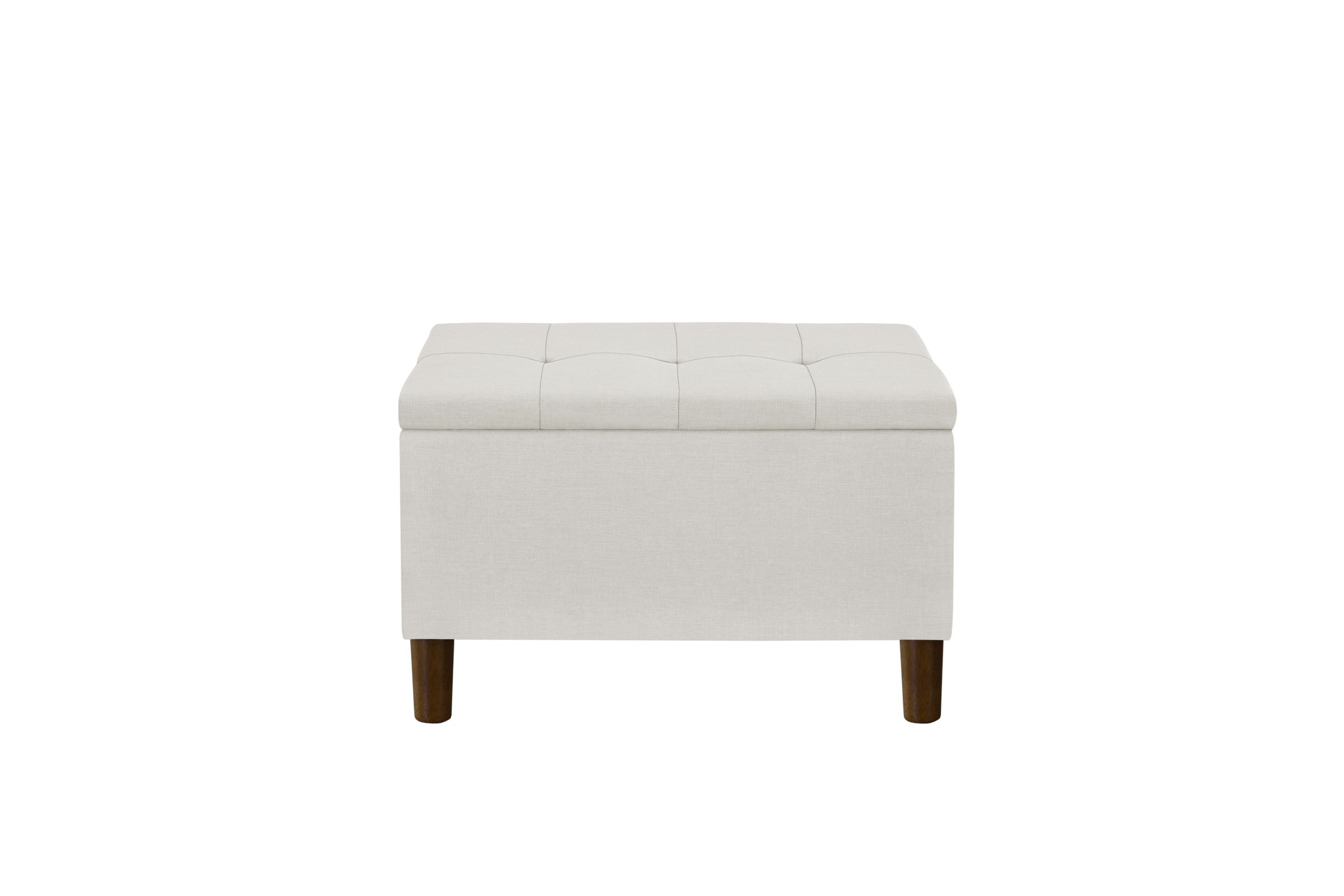 29" Hinged Top Storage Bench with Grid-Tufted Seat in Light Gray