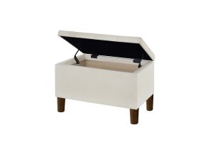 29" Hinged Top Storage Bench with Grid-Tufted Seat in Cream