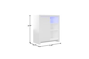 Contemporary High Gloss Storage Cabinet with USB Charging and LED Lighting