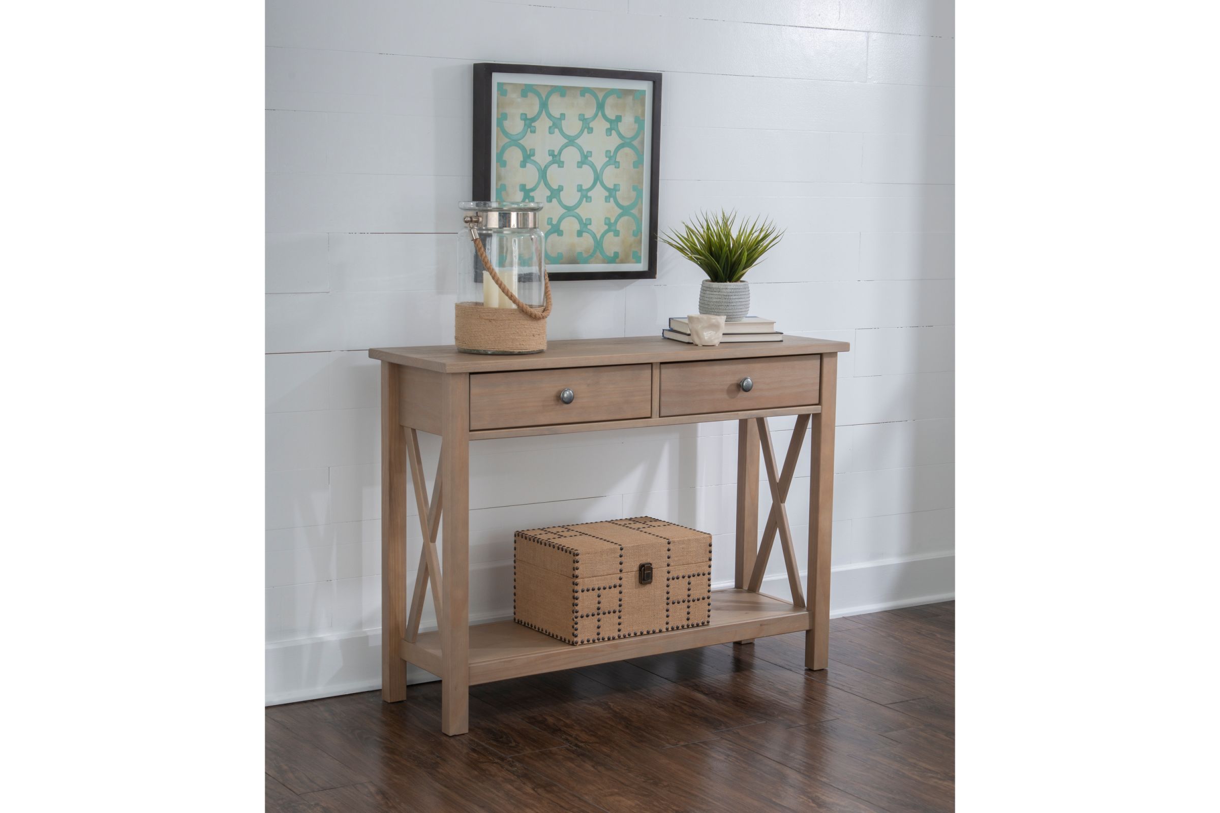 Dover Driftwood Console Table 2 Drawers at Gardner-White