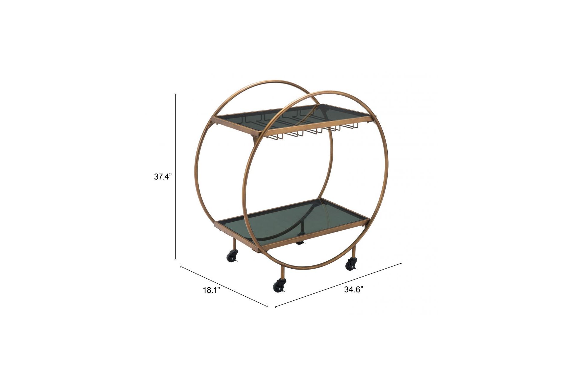 Arc Bar Cart Gold & Black at Gardner-White