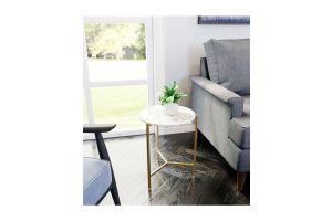 Haru Side Table White & Gold at Gardner-White