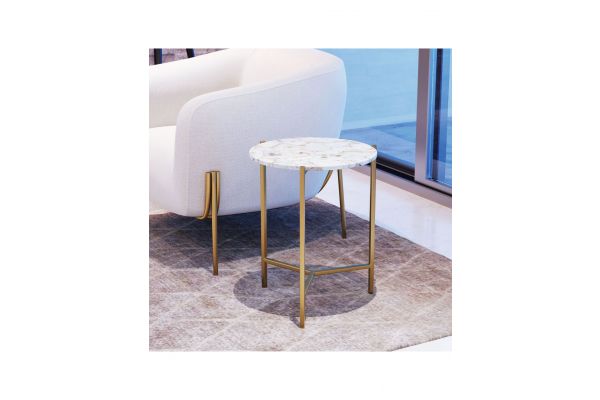 Haru Side Table White & Gold at Gardner-White