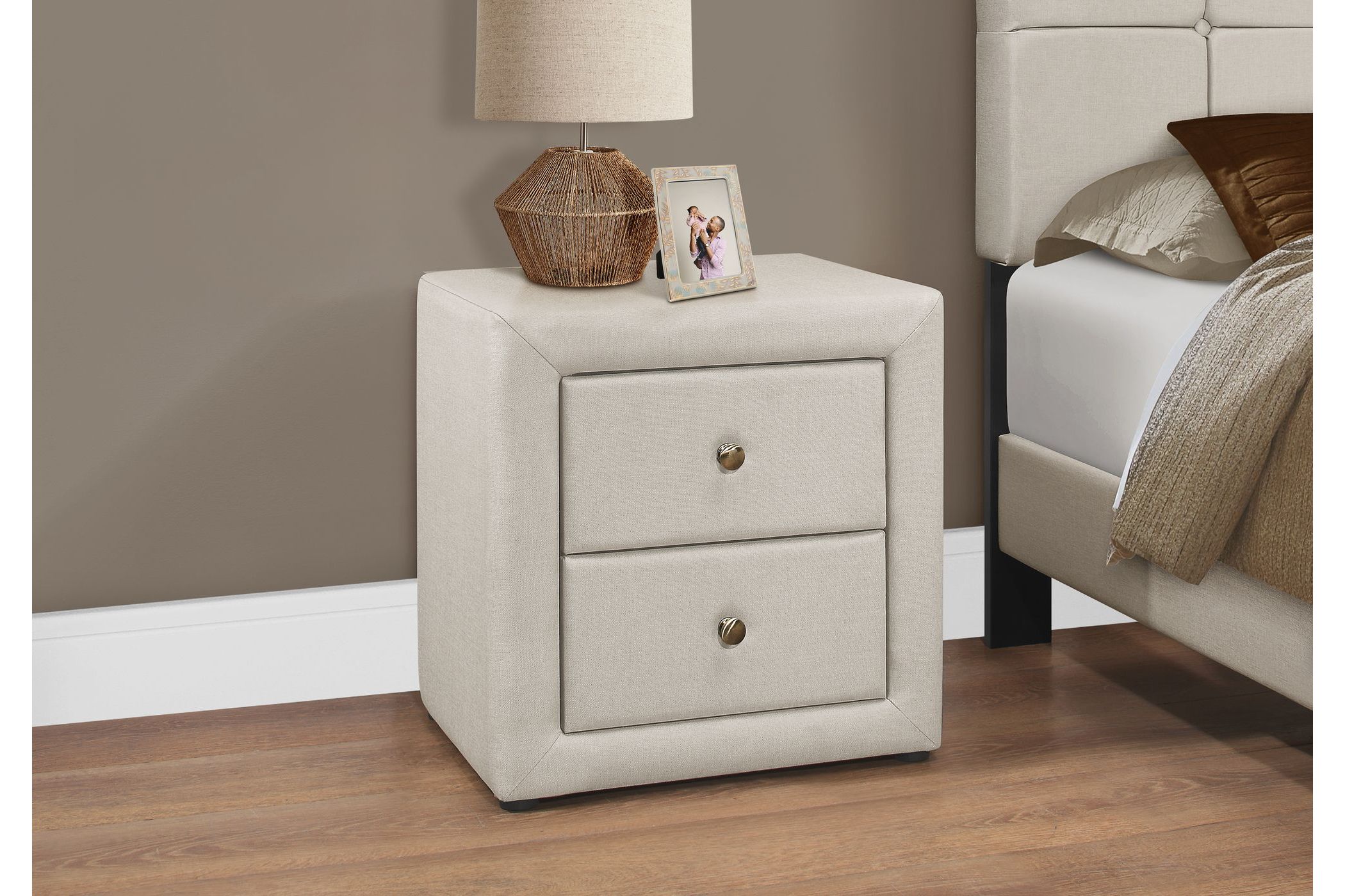Beige Linen Nightstand at Gardner-White