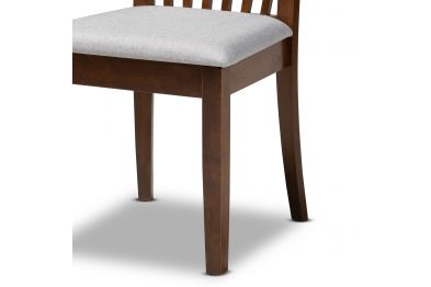 Seda Grey Fabric Upholstered and Walnut Brown Finished Wood 5-Piece ...