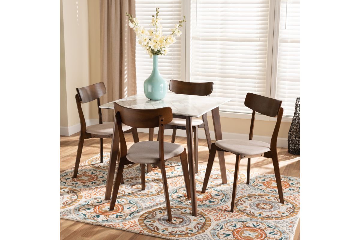 Reba 5-Piece Dining Set with Faux Marble Dining Table at Gardner-White