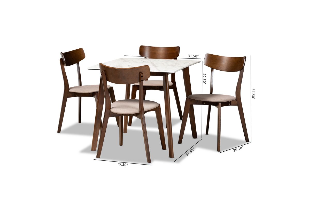 Reba 5-Piece Dining Set with Faux Marble Dining Table at Gardner-White
