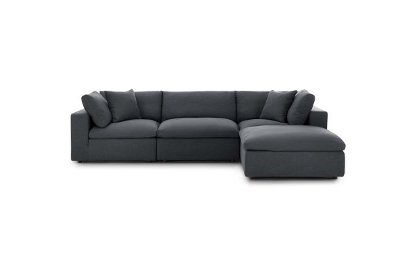Commix Down Filled Overstuffed 4 Piece Sectional Set in Gray