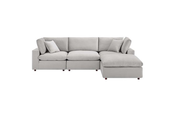 Commix Down Filled Overstuffed Performance Velvet 4-Piece Sectional in ...