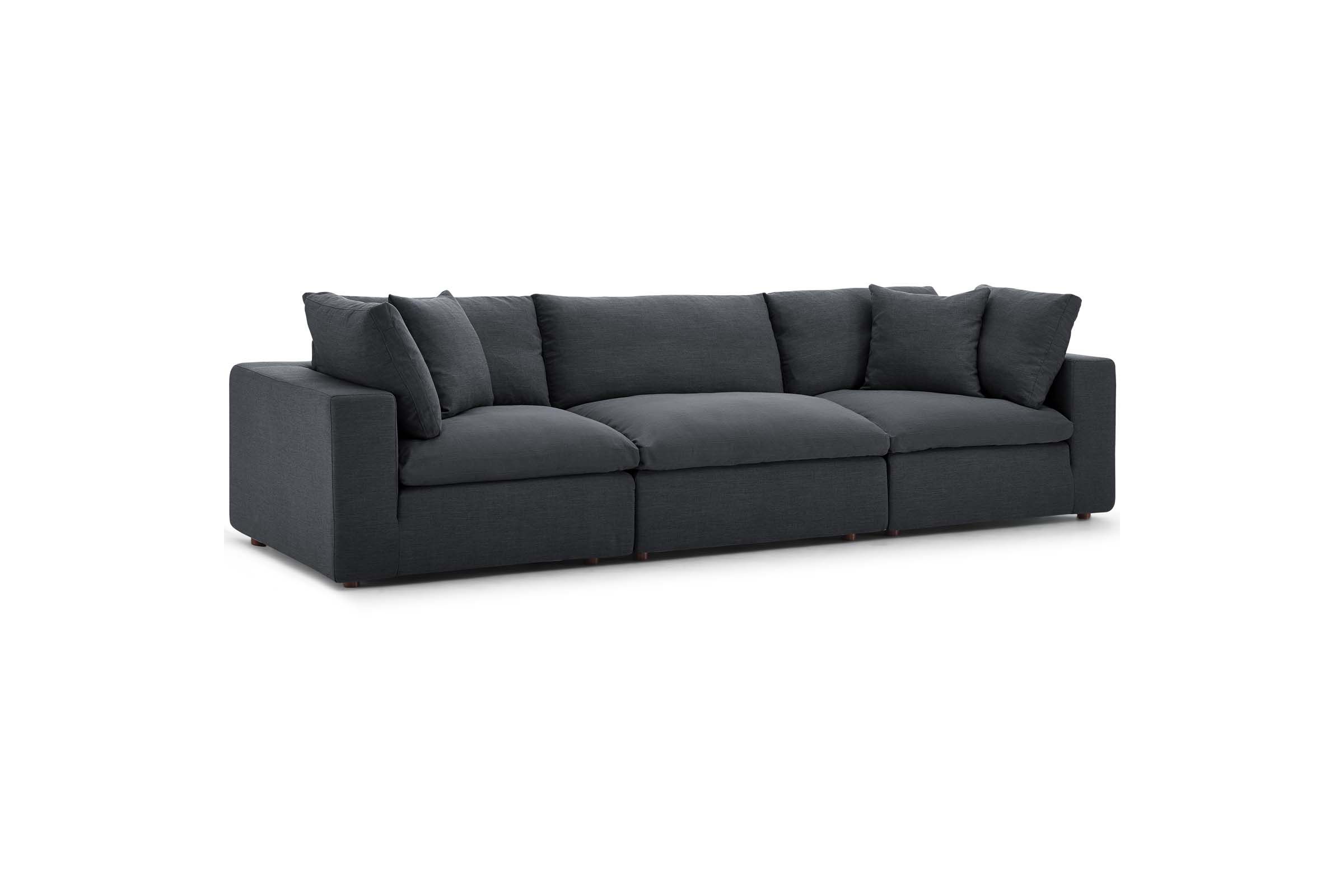 Commix Down Filled Overstuffed Sofa in Gray