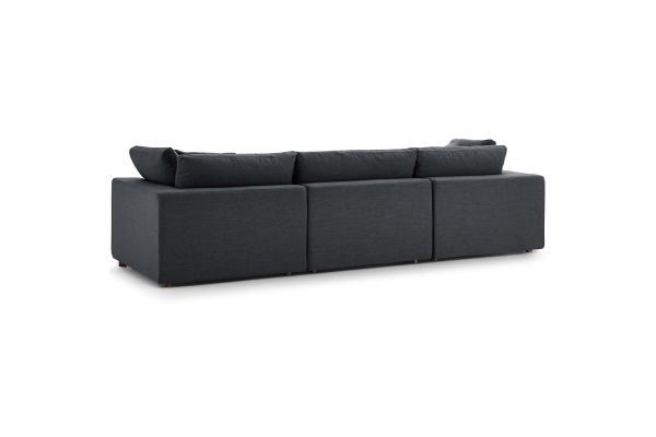 Commix Down Filled Overstuffed Sofa in Gray