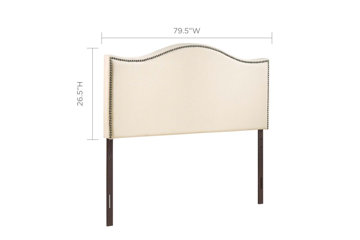 Curl King Nailhead Upholstered Headboard in Ivory at Gardner-White
