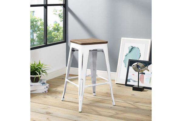 Promenade Steel Metal Counter Stool in White at Gardner-White