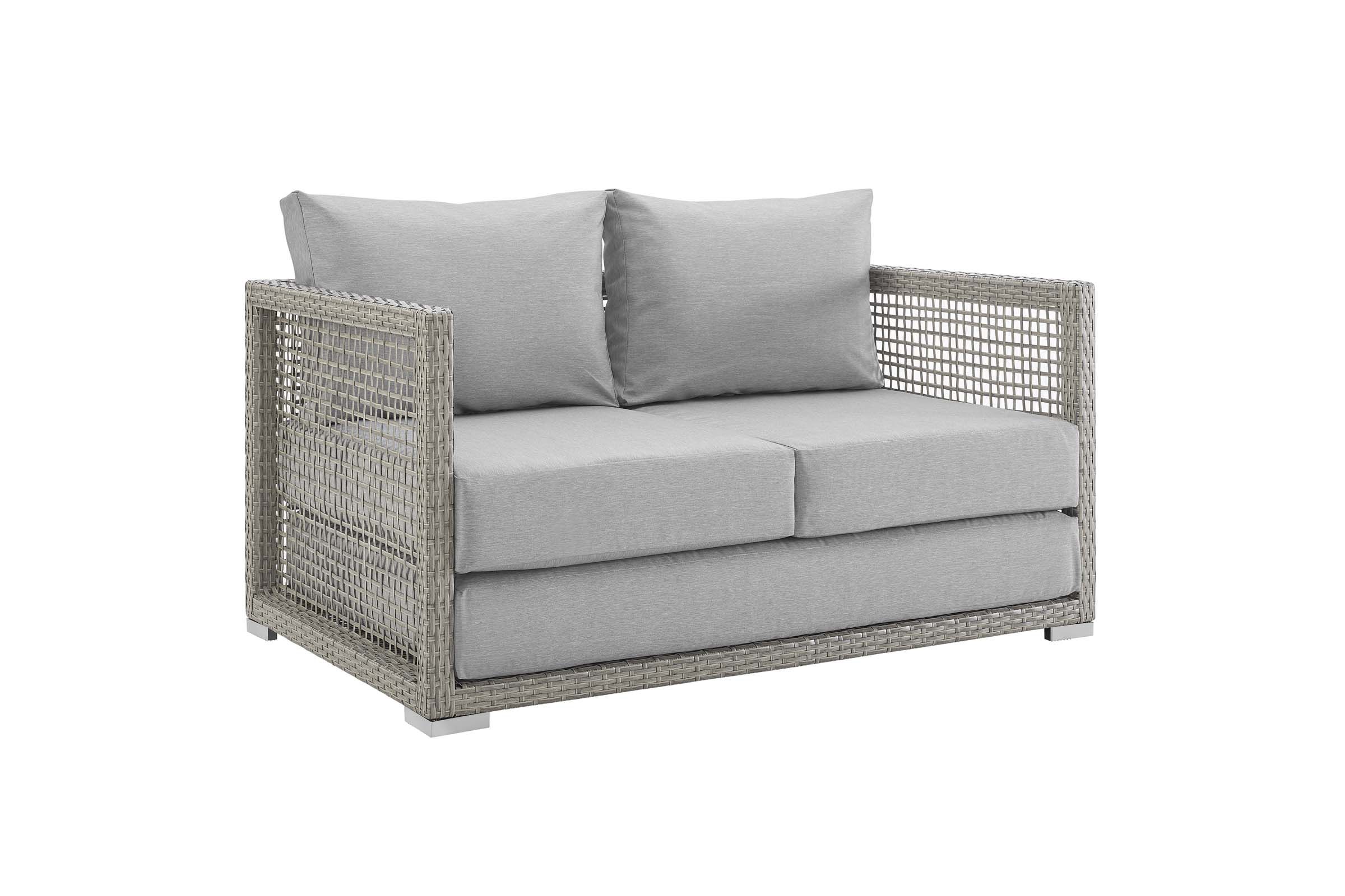 Modway Aura Gray Outdoor Patio Wicker Rattan Loveseat