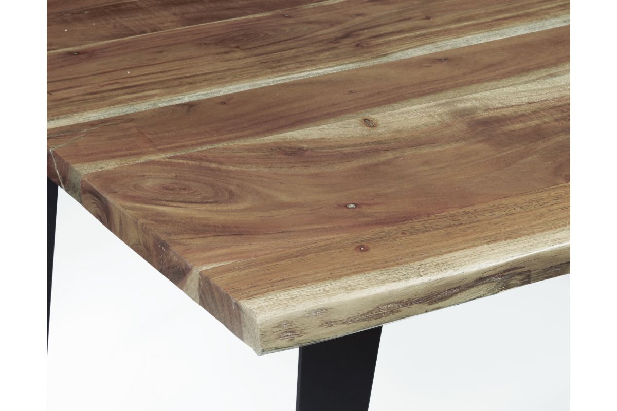 Solid Acacia Live Edge Cocktail Table with Iron Sled Base