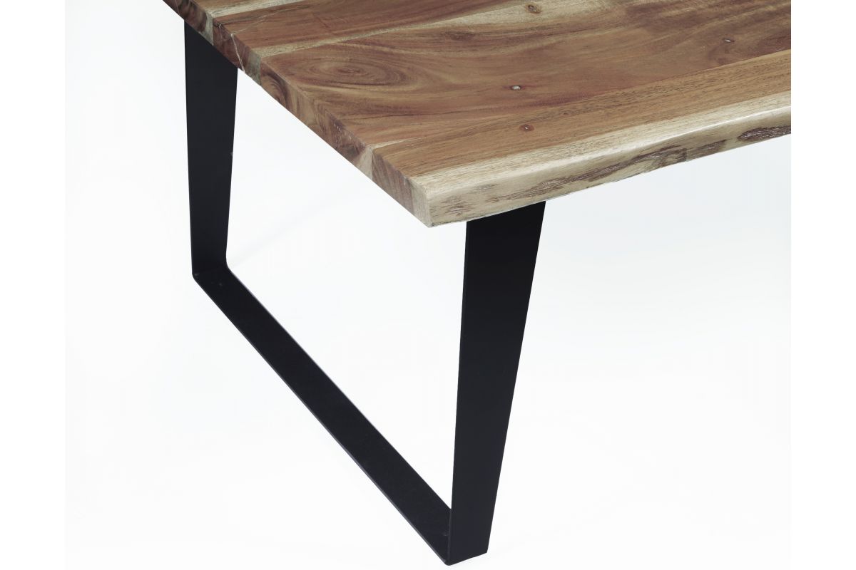 Solid Acacia Live Edge Cocktail Table with Iron Sled Base