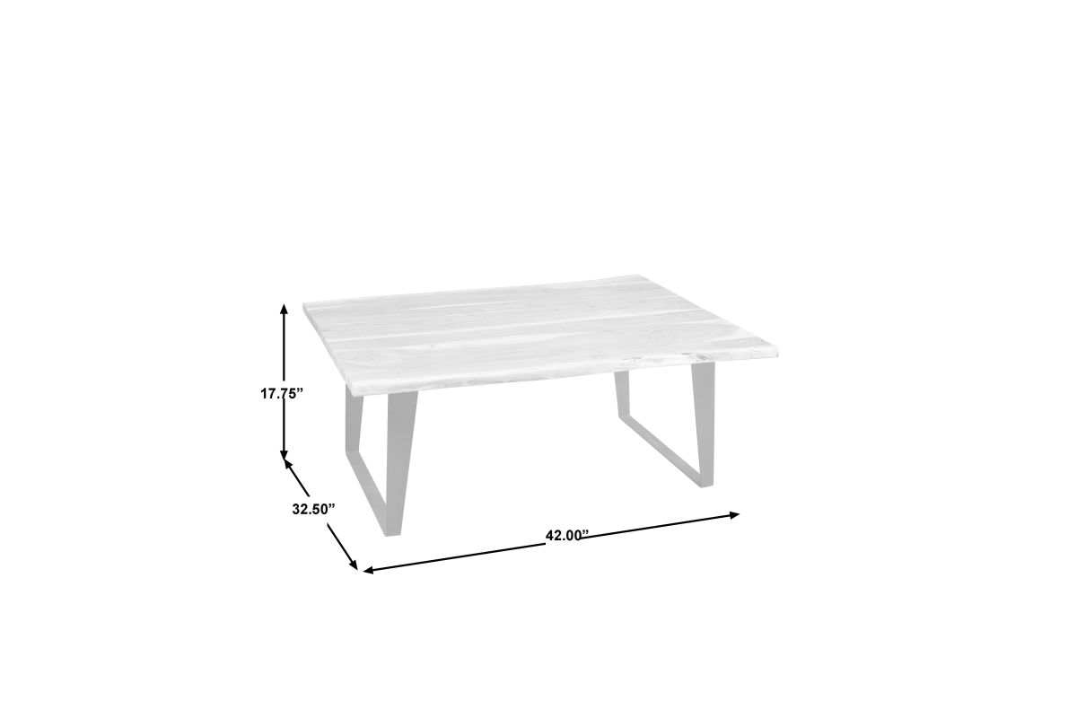 Solid Acacia Live Edge Cocktail Table with Iron Sled Base