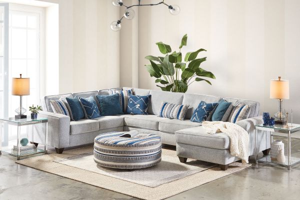 Aria Indigo 3-Piece Sectional with Right Arm Facing Chaise