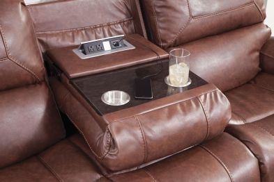 Atwood Reclining Sofa with Drop Down Table at Gardner White