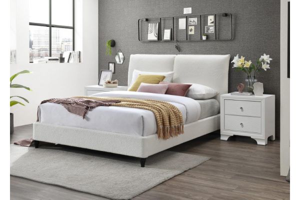 Remi White King Upholstered Bed at Gardner-White