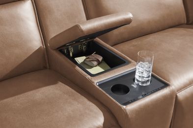 ModularTwo Brown 6-Piece Dual Power Reclining Sectional with Right Arm ...