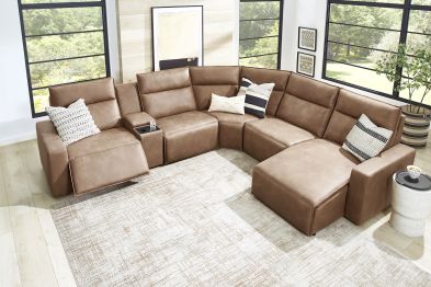 ModularTwo Brown 6-Piece Dual Power Reclining Sectional with Right Arm ...