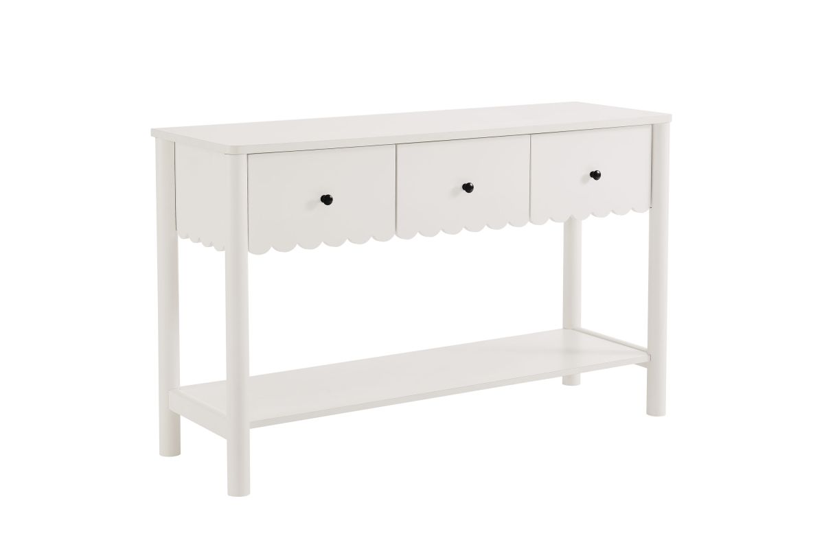Emmeline 3-Drawer Scalloped Console Table at Gardner-White