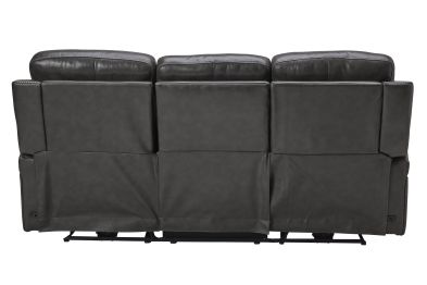 Maverick Steel Audio Triple Power Leather Reclining Sofa