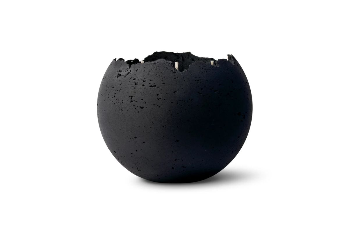 Medium Black Orbis Concrete Candle at GW Home