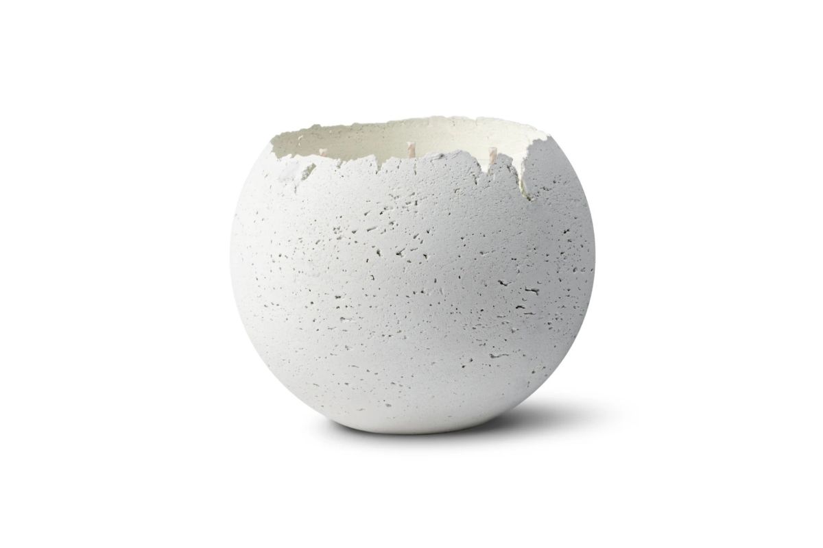 Medium White Orbis Concrete Candle at GW Home