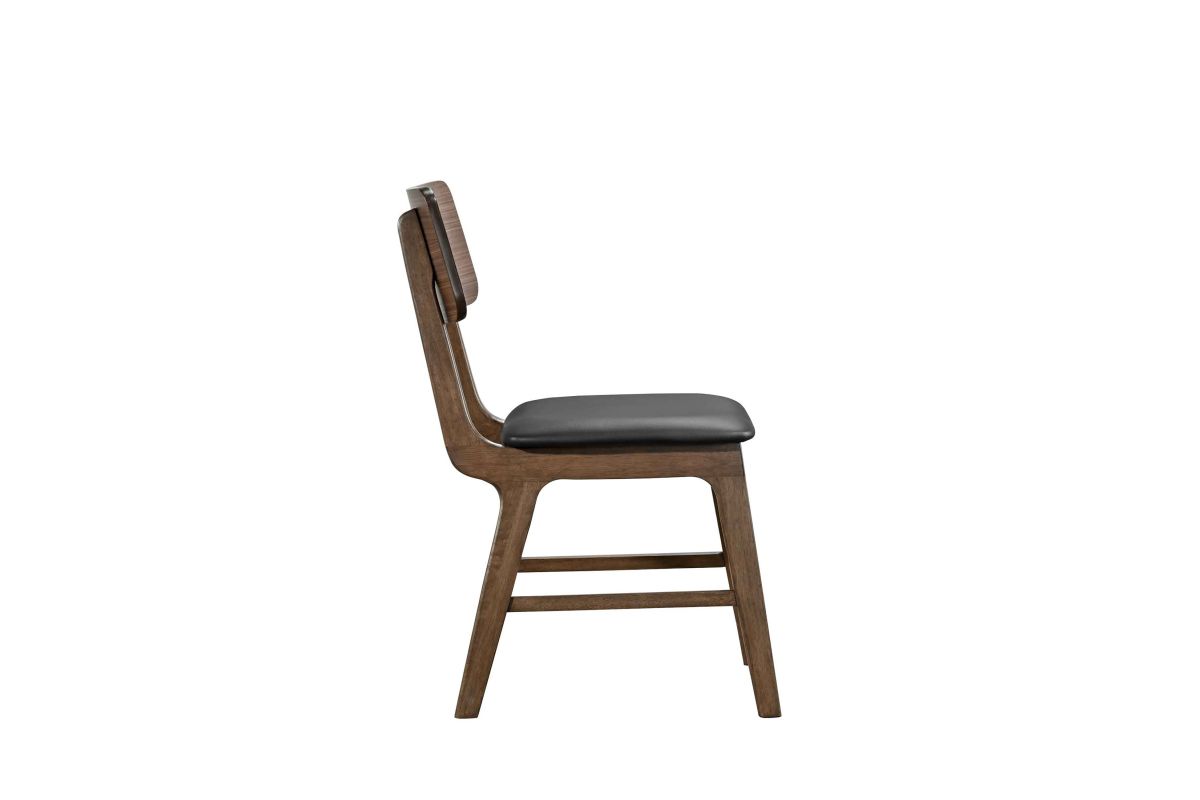 Thea Wood Back Side Chair with Black Seat (Set of 2) - Walnut