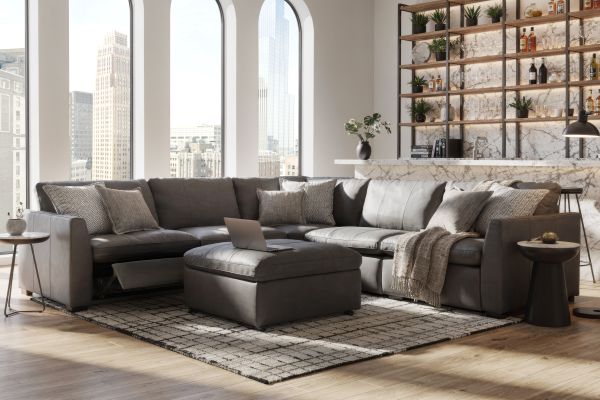 Lance Leather Storage Ottoman with Casters at Gardner White