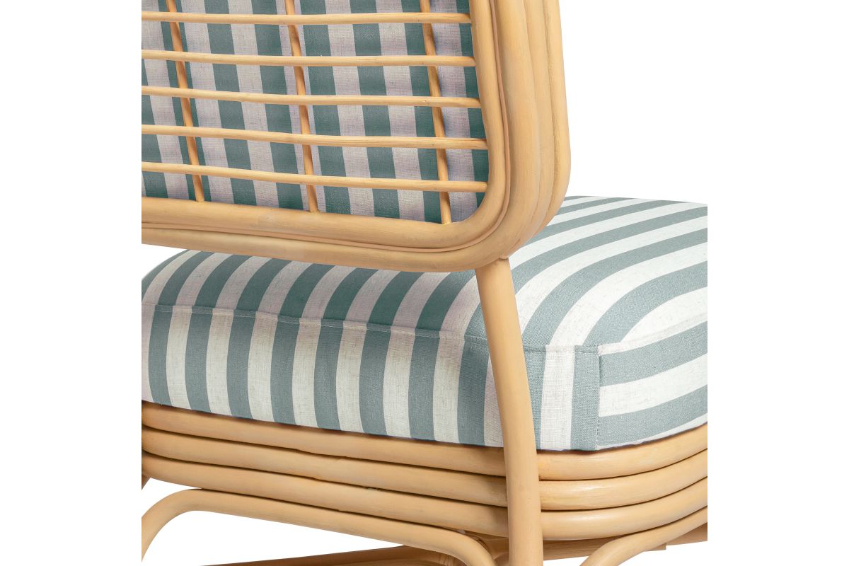 Dorine Mint Green Striped Performance Linen & Rattan Accent Chair
