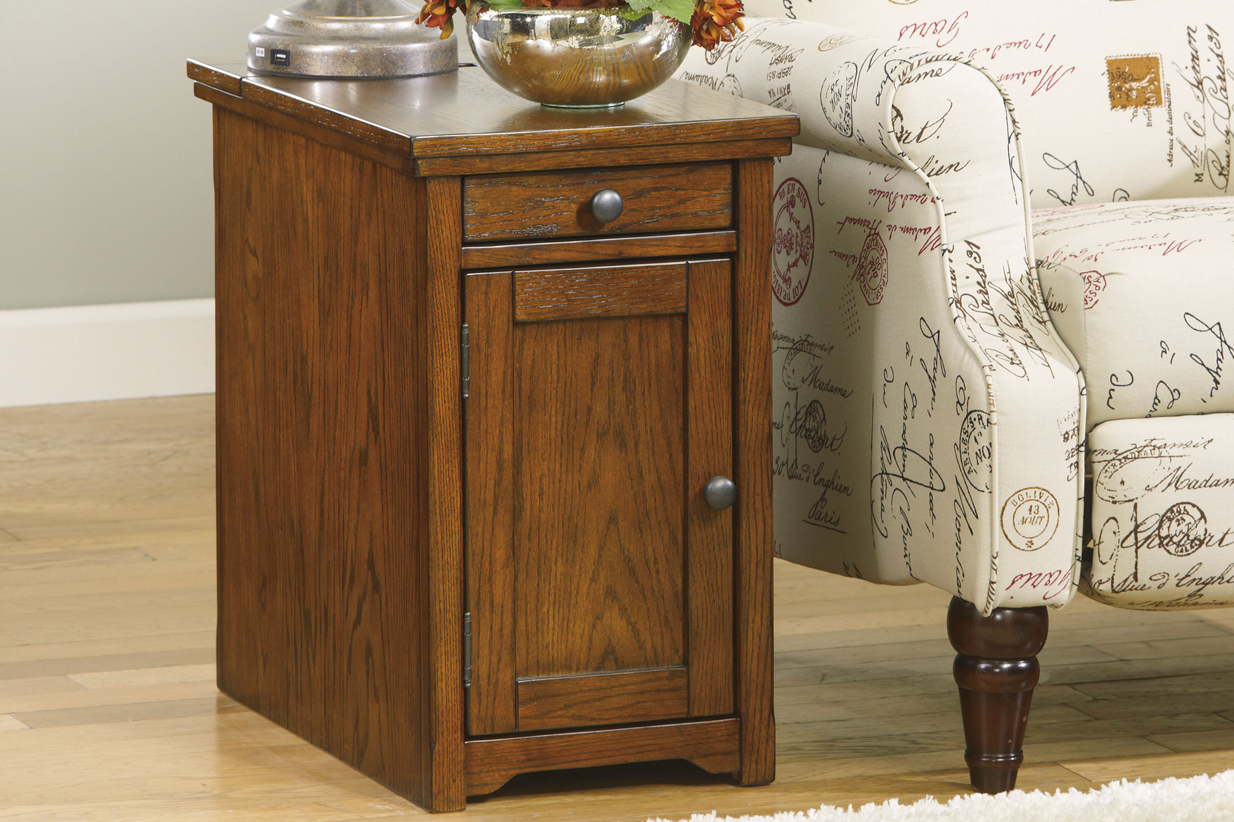 Brown Power Chair Side End Table by Ashley at Gardner-White