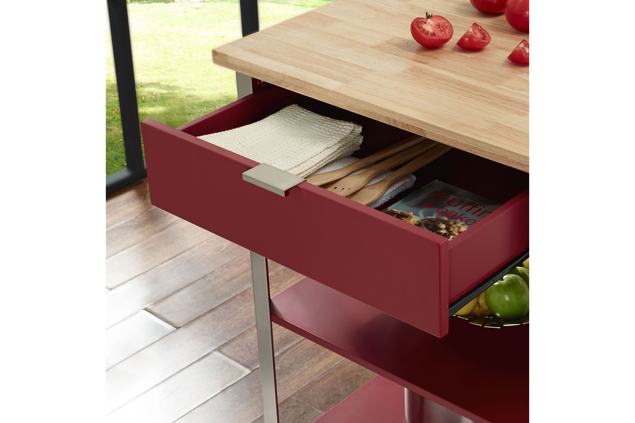 Culinary Prep Kitchen Cart in Red at Gardner-White