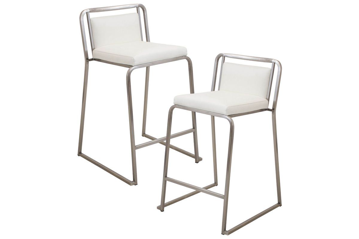 Cascade Stackable Counter Stool in White - Set Of 2 by LumiSource