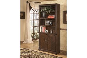Hamlyn Large Door Bookcase in Medium Brown by Ashley at Gardner-White