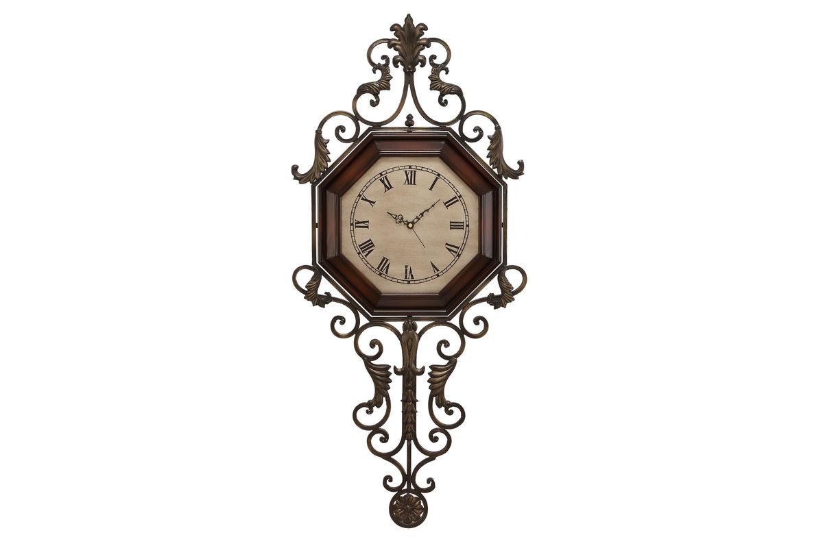 Old World Inspired Scrollwork Wall Clock at Gardner-White