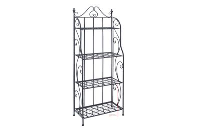 Updated Traditional Four Shelf Baker's Rack with Scrollwork Design