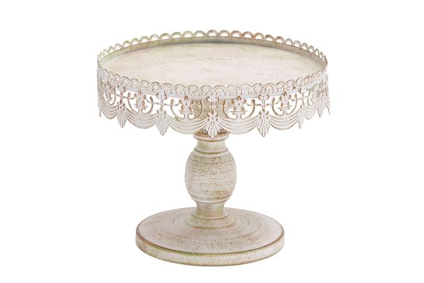 Rustic Elegance Draped Bunting Pedestal 10" Cake Stand in Distressed ...